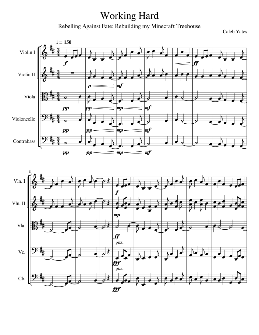 Working Hard Sheet music for Contrabass, Violin, Viola, Cello (String ...