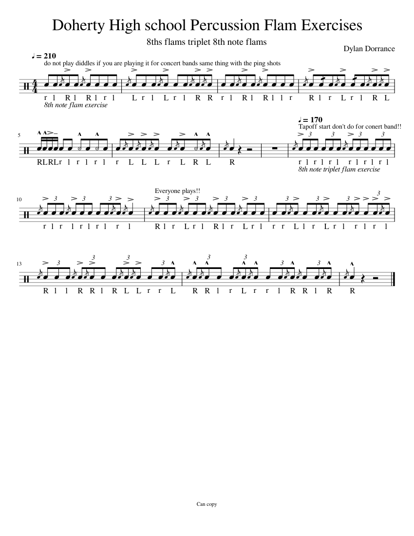 Doherty_High_school_Percussion_Flam_Exercises Sheet music for Snare ...
