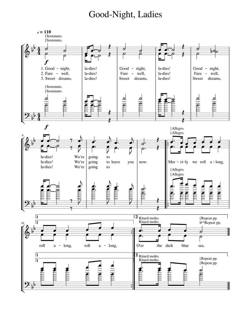 Good-Night, Ladies Sheet music for Piano (Piano Duo) | Musescore.com