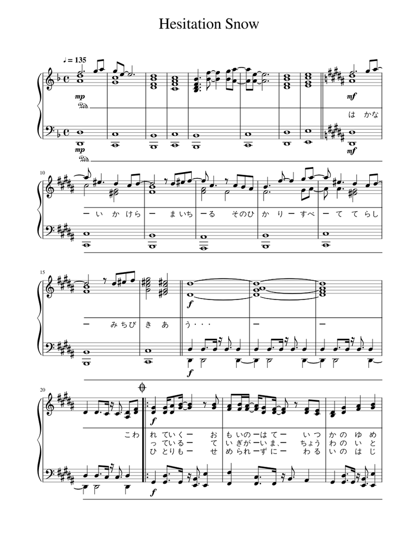 Hesitation Snow Sheet music for Piano (Solo) | Musescore.com