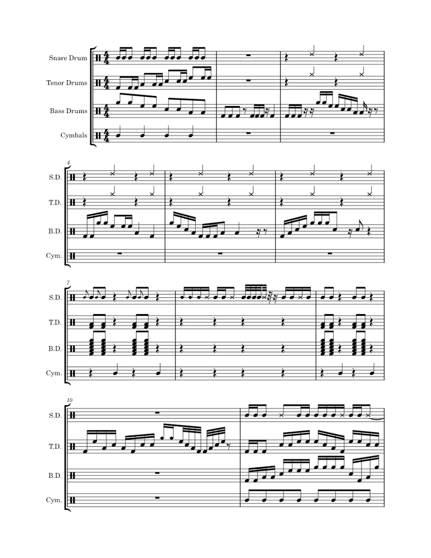 Slapstick Sheet music for Snare drum, Crash, Tenor drum, Bass drum ...