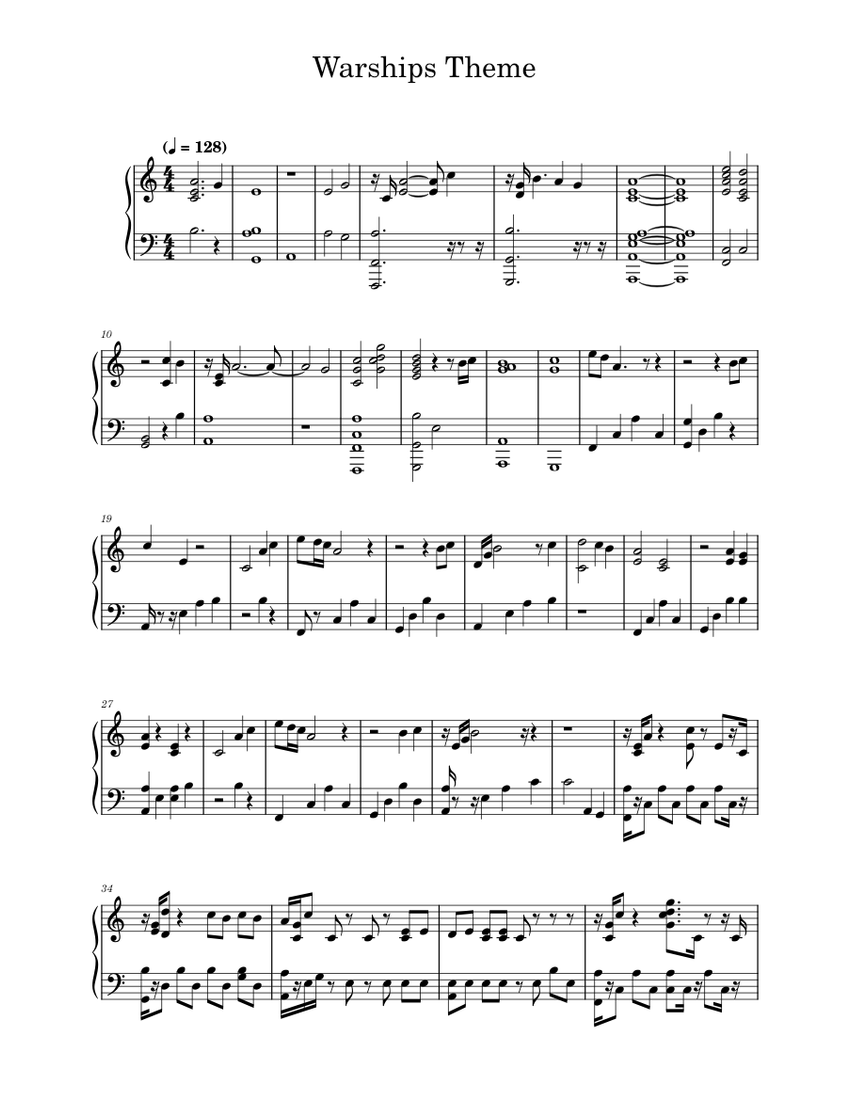 Warships Beta OST (WIP) Warships Theme Sheet Music for Piano (Piano Duo ...