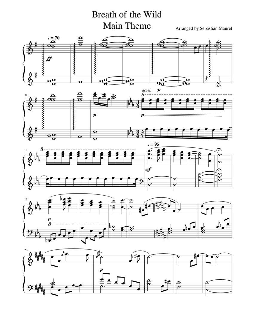 Breath of the Wild - Main Theme Sheet Music for Piano (Solo) | MuseScore.com