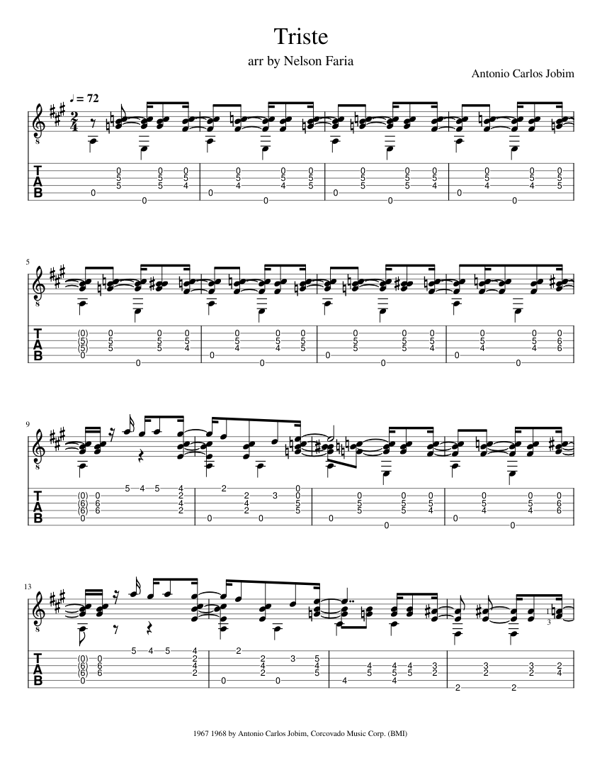 Triste Sheet Music and Tab for Guitar (Solo) | MuseScore.com