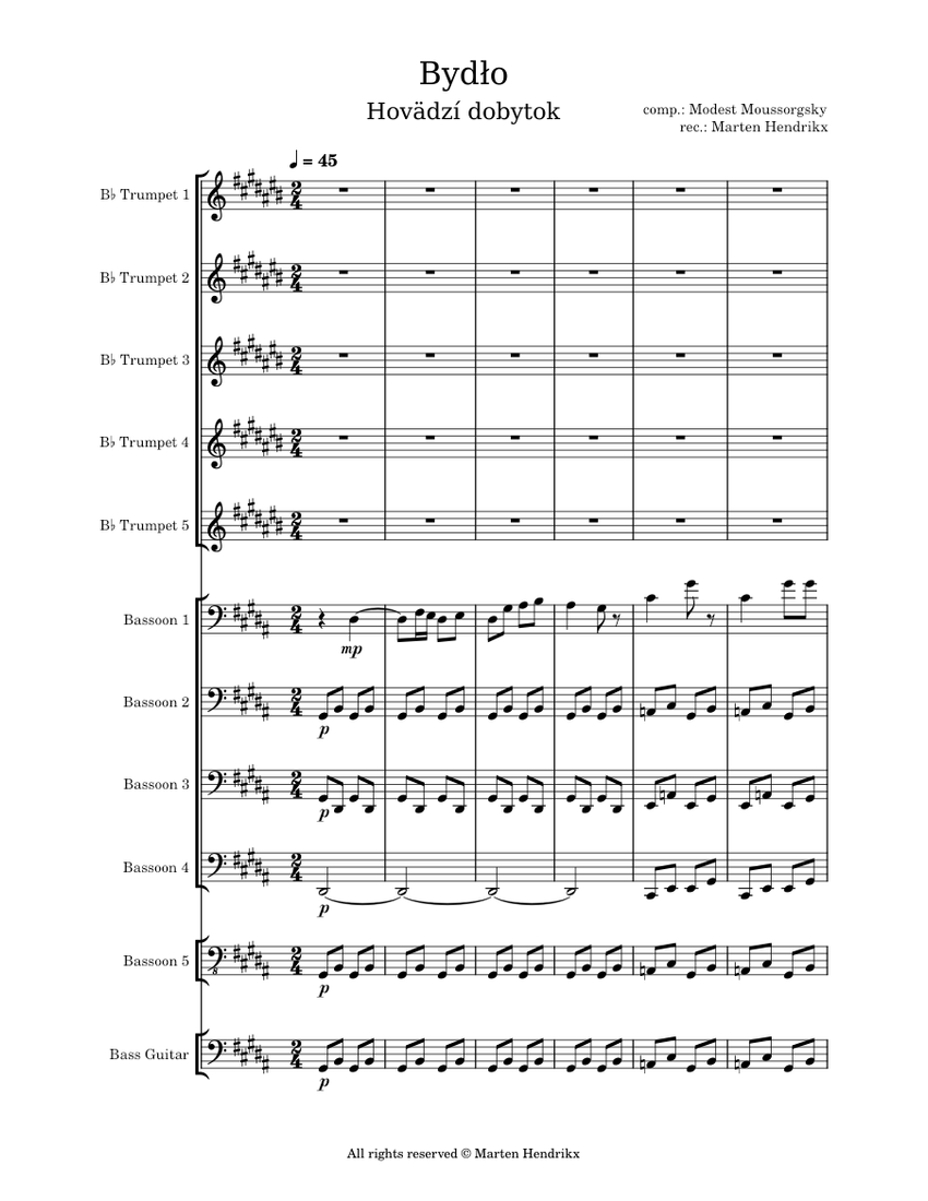 Bydło (Bassoon Bro Cover) Sheet music for Bassoon, Trumpet in b-flat ...