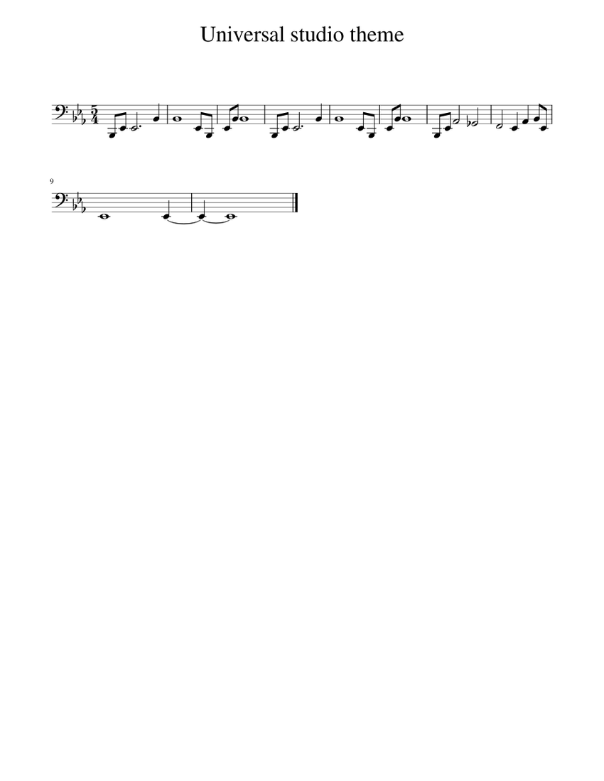 Universal studio theme Sheet Music for Tuba (Solo) | MuseScore.com