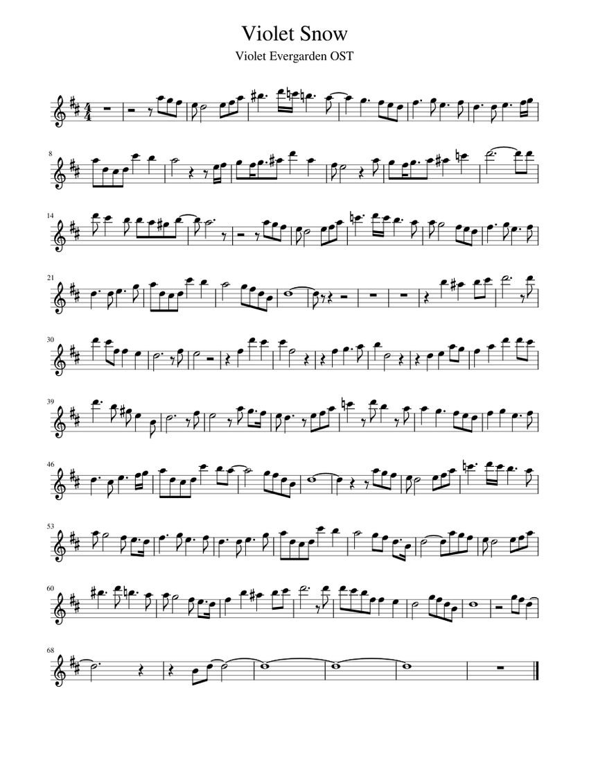 violet snow violin Sheet music for Violin (Solo) | Musescore.com