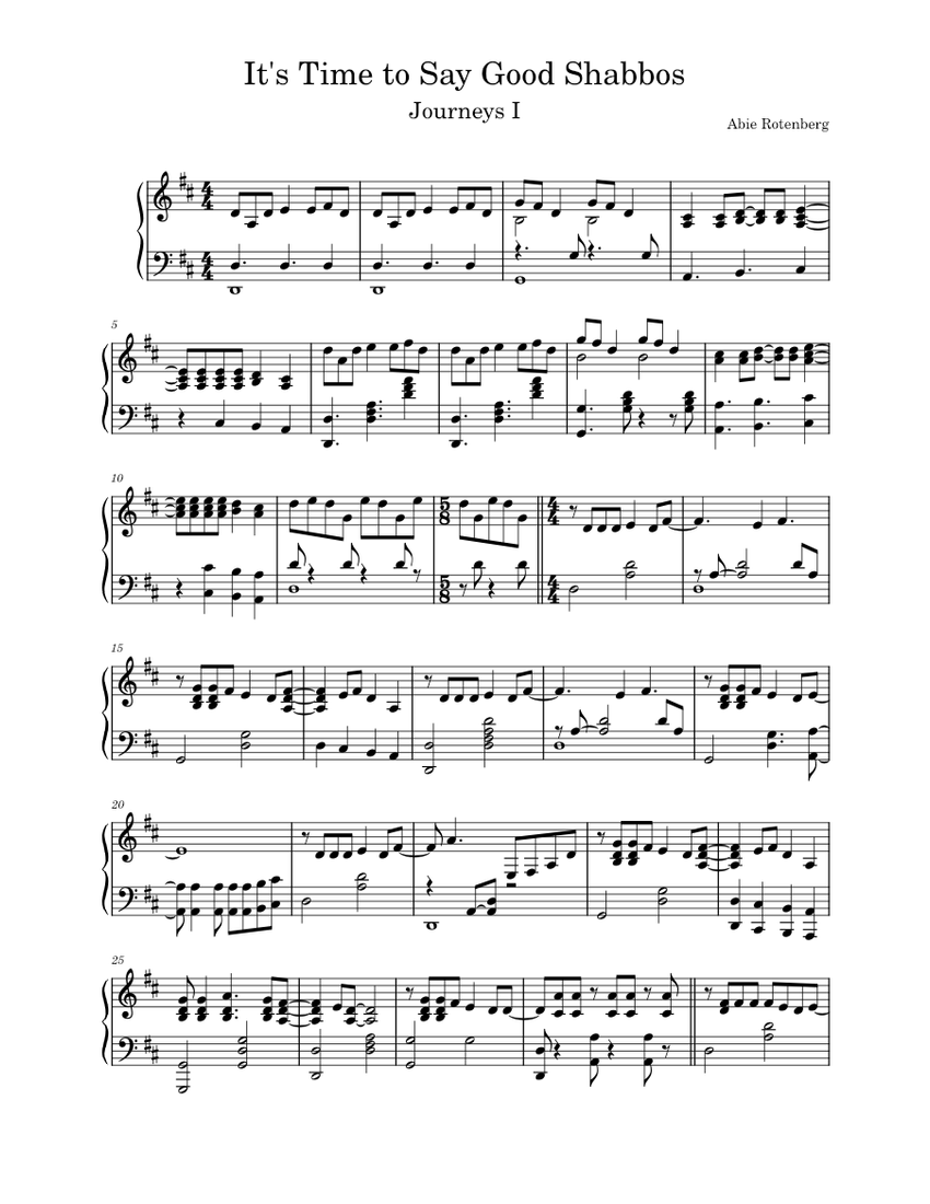 It's Time to Say Good Shabbos Sheet music for Piano (Solo) | Musescore.com