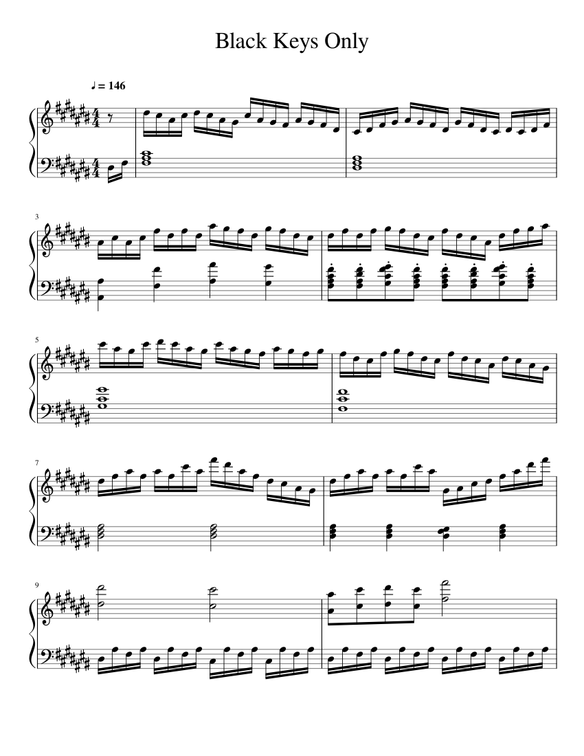 Black Keys Only Sheet Music for Piano (Solo) | MuseScore.com