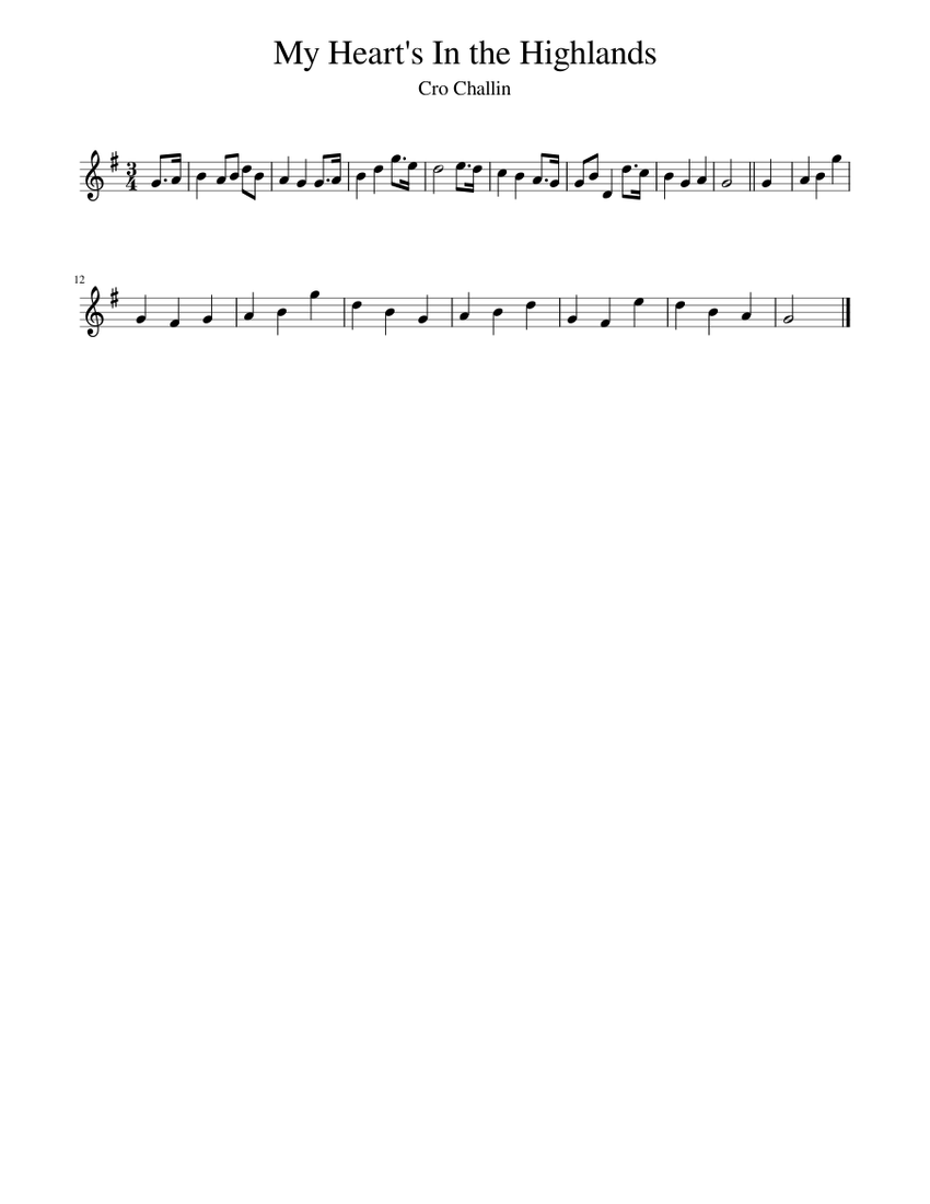 My Heart's In the Highlands Sheet music for Piano (Solo) Easy ...