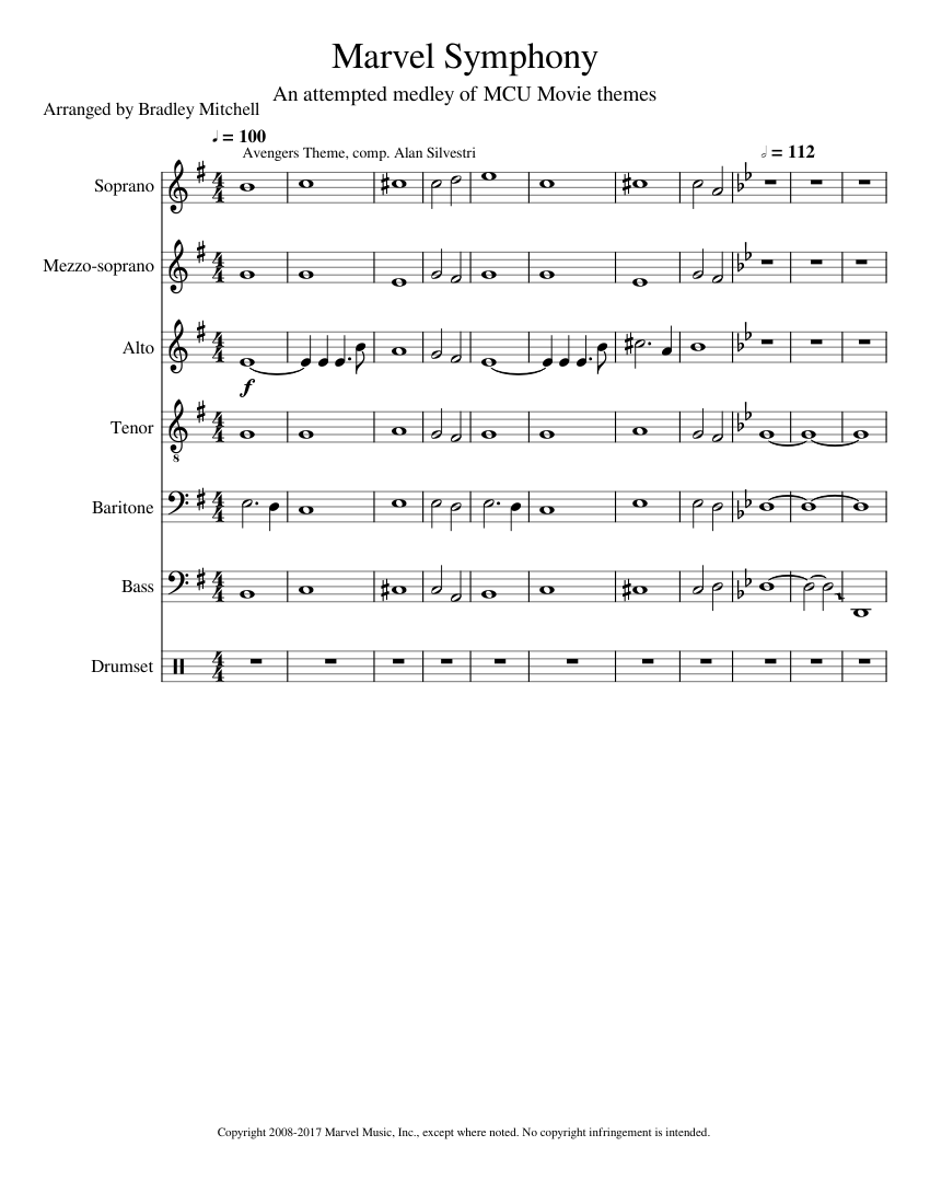 MCU Medley Sheet music for Soprano, Alto, Tenor, Bass voice & more ...