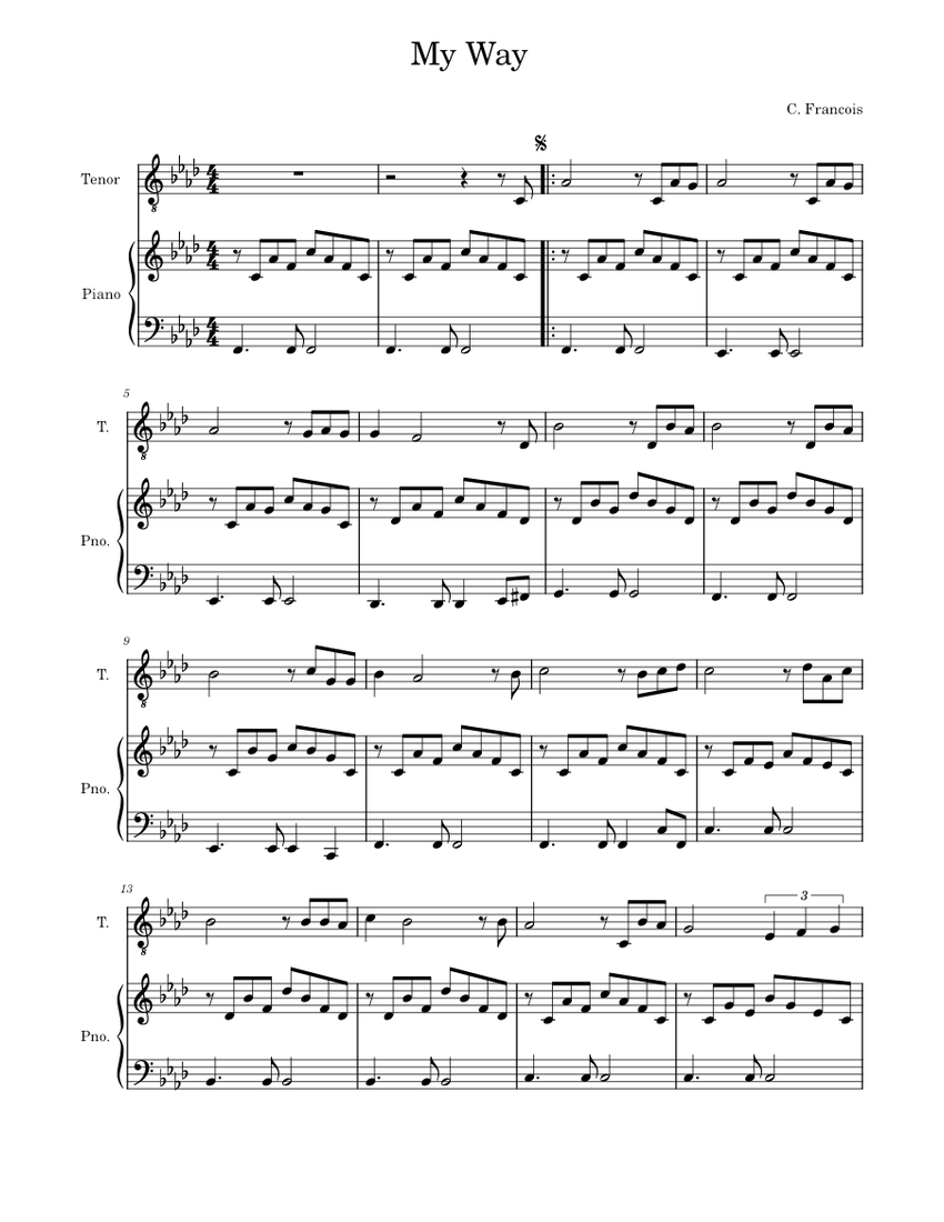 My way – Frank Sinatra My Way Frank Sinatra F Minor- voice and piano ...