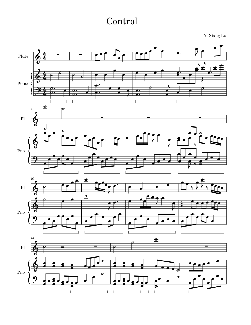 Control Sheet music for Piano, Flute (Mixed Duet) | Musescore.com