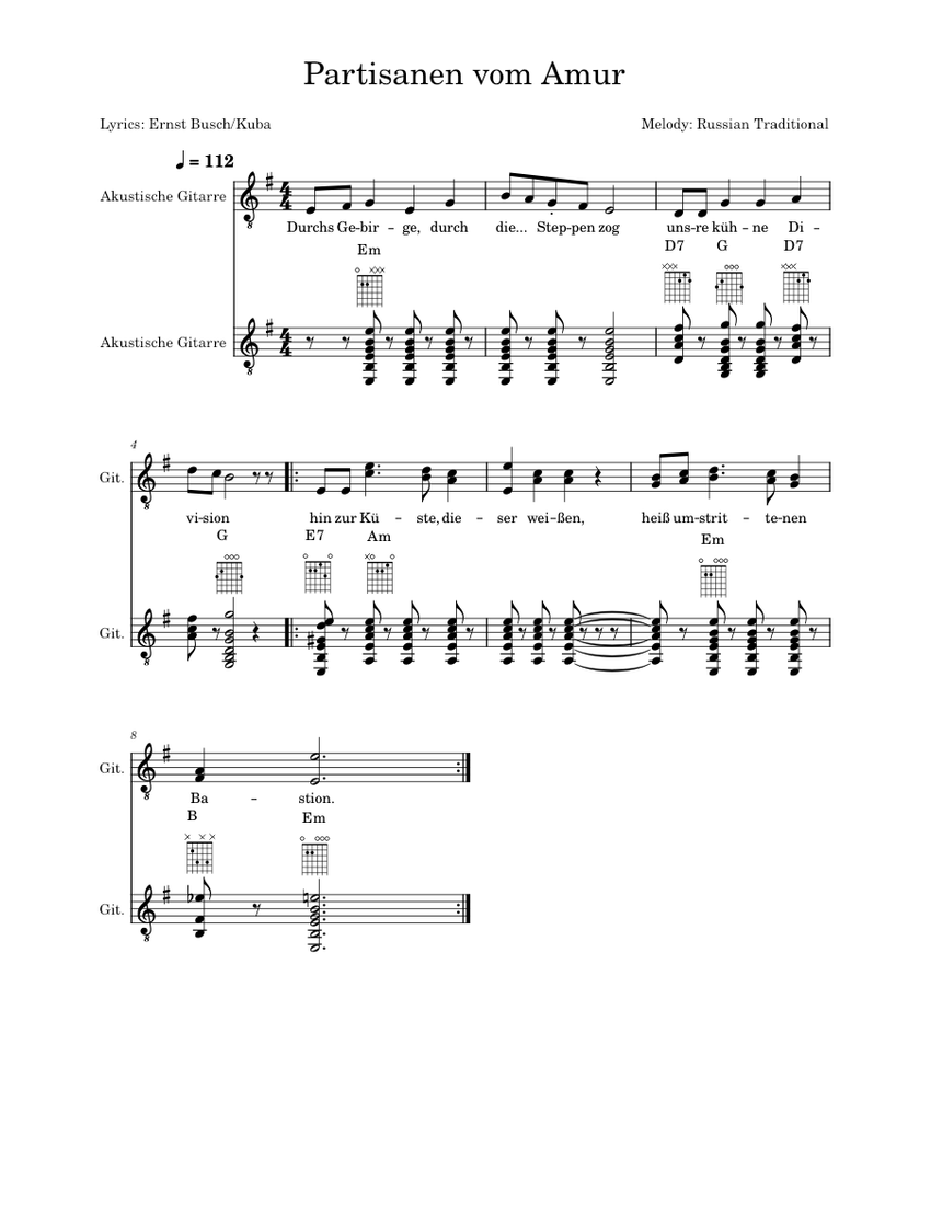 Partisanen vom Amur – Misc Traditional Sheet music for Guitar (String ...