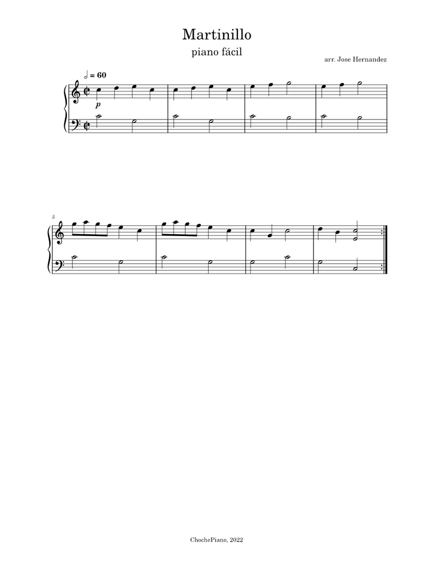 Martinillo – piano fácil Sheet music for Piano (Solo) | Musescore.com