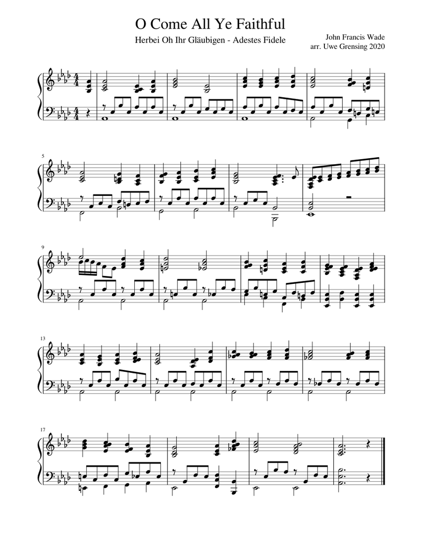 O Come All Ye Faithful Sheet Music for Piano (Solo) | MuseScore.com