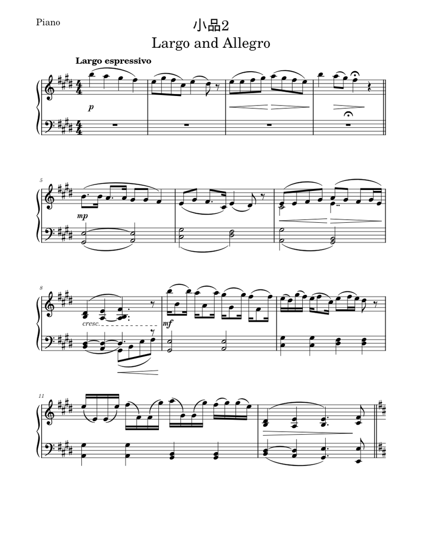 Largo and Allegro Sheet music for Piano (Solo) | Musescore.com