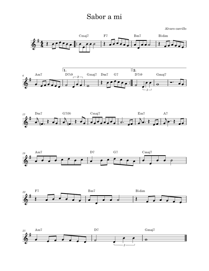 Sabor a mi – Alvaro Carrillo Sabor a mi - Alvaro carillo Sheet Music ...
