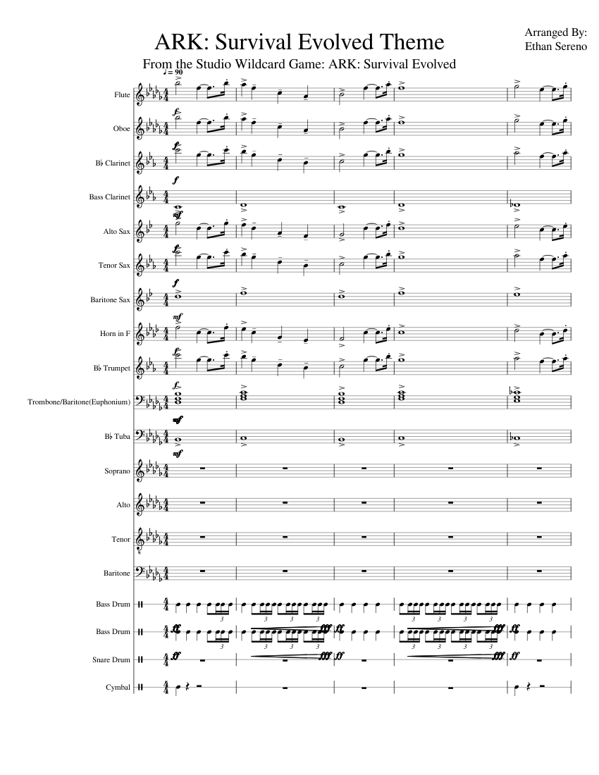 ARK Survival Evolved Theme Sheet music for Trombone, Soprano, Alto ...