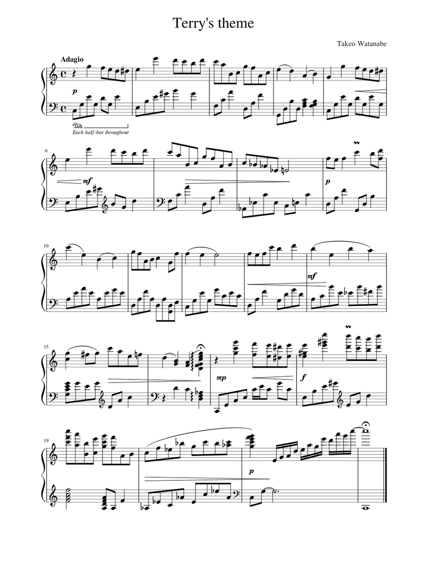 Terry's theme Sheet Music for Piano (Solo) | MuseScore.com