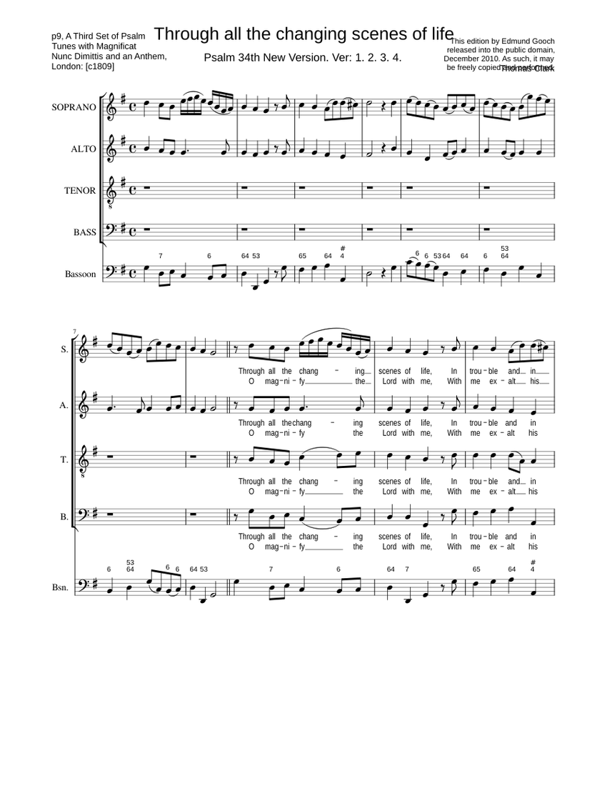 Through all the changing scenes of life - Thomas Clark Sheet music for ...