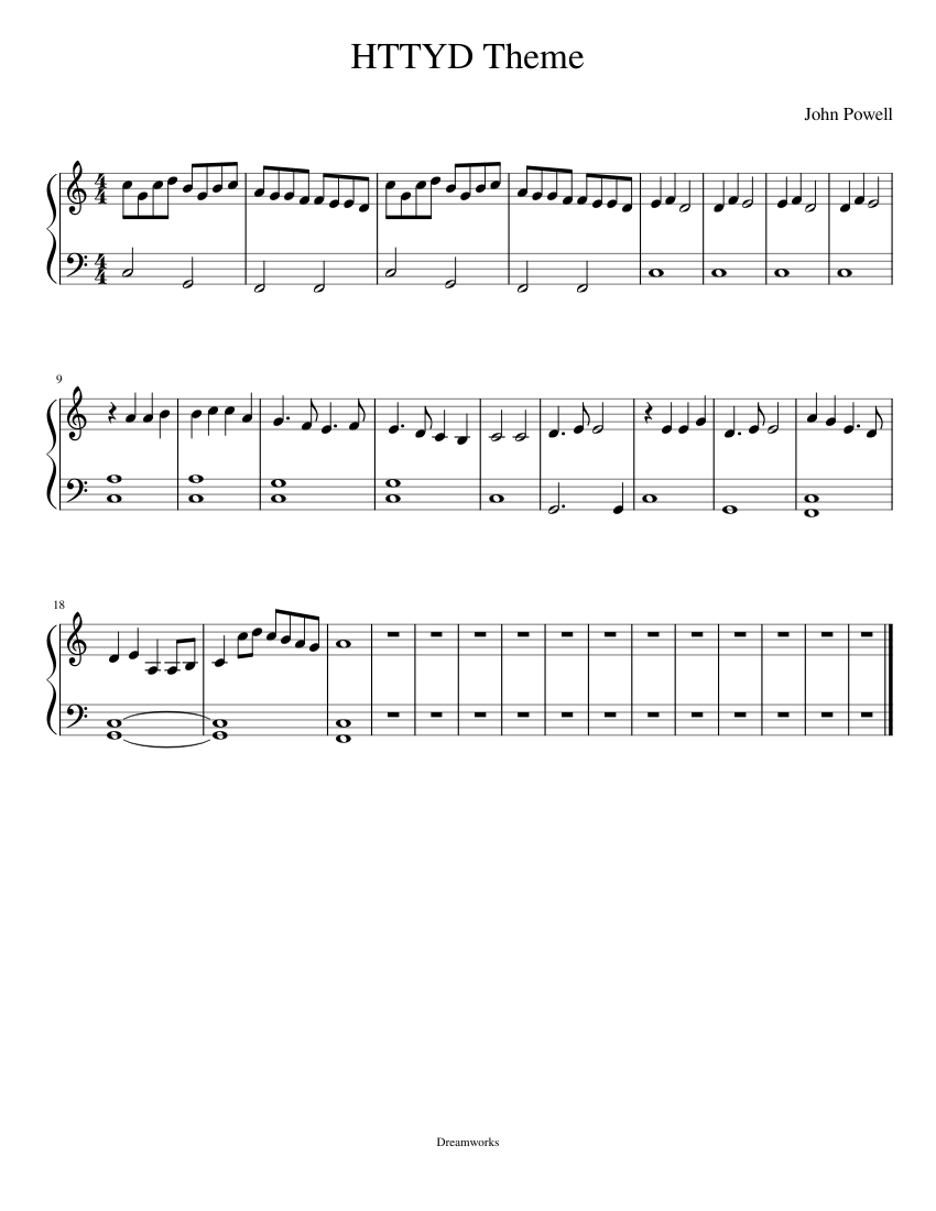 HTTYD Theme Sheet music for Piano (Solo) Easy | Musescore.com