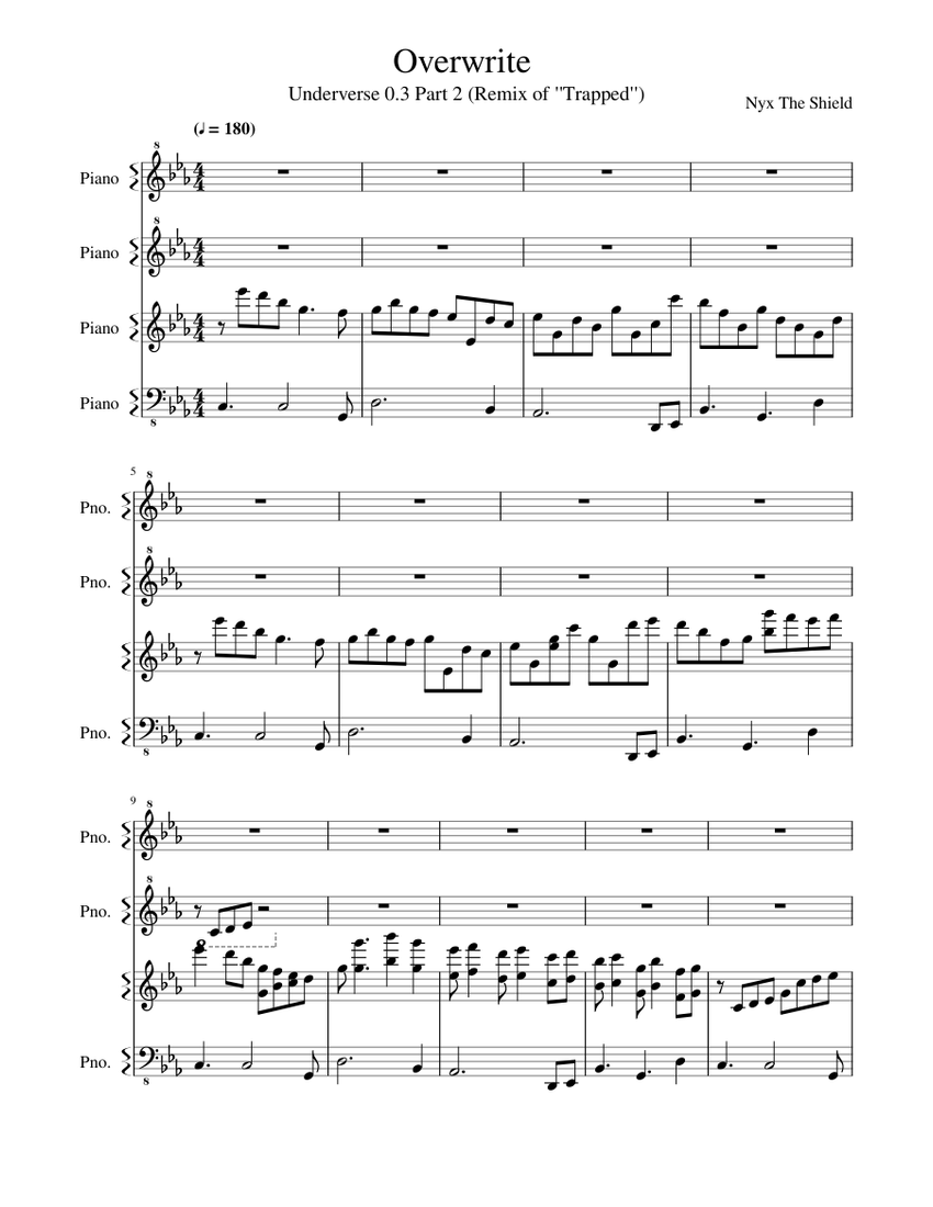 Underverse: 0.3 Part 2 - Overwrite Sheet music for Piano (Mixed Quartet ...