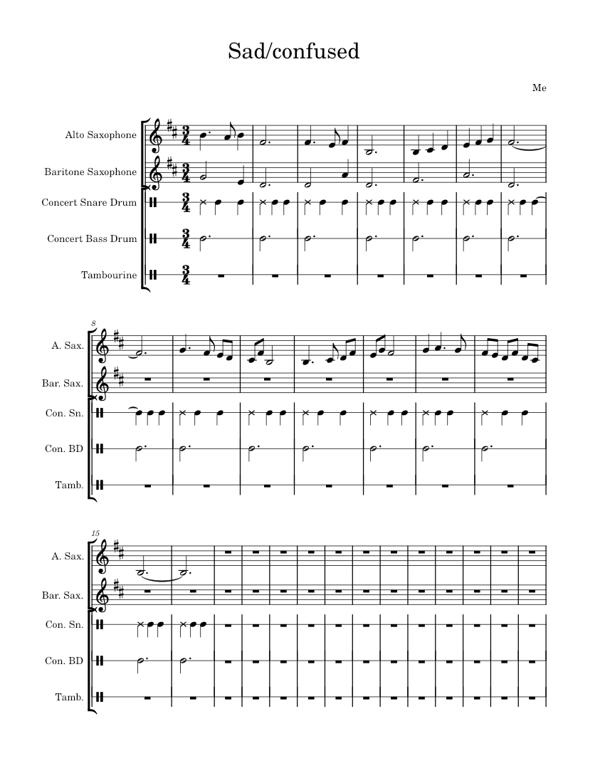 confused Sheet music for Tambourine, Saxophone alto, Saxophone baritone ...