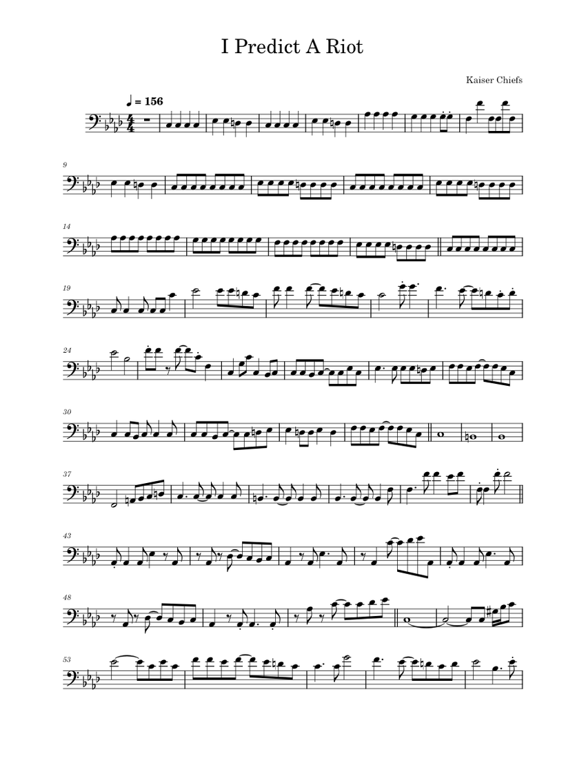 I Predict a Riot – The kaiser Chiefs IPredictARiot Sheet Music for Bass ...