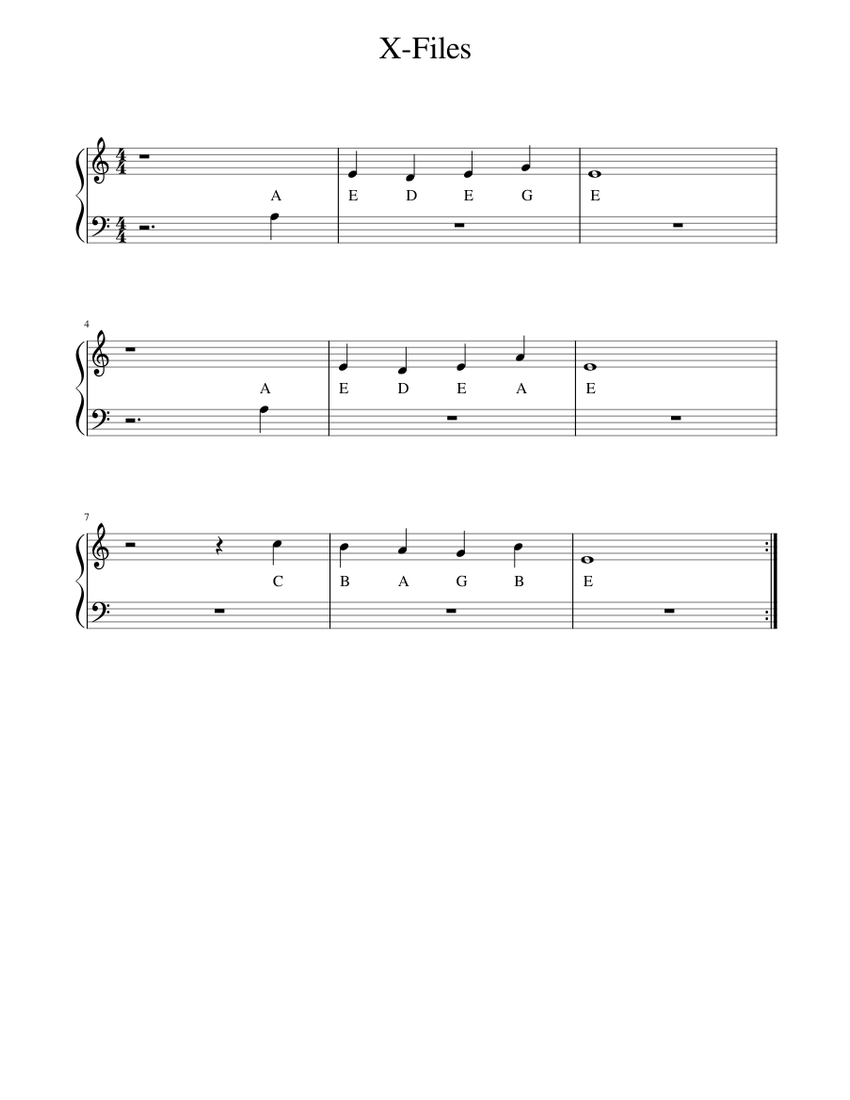 X-Files EASY AND NOTES WRITTEN ON (1) (1) Sheet music for Piano (Solo ...