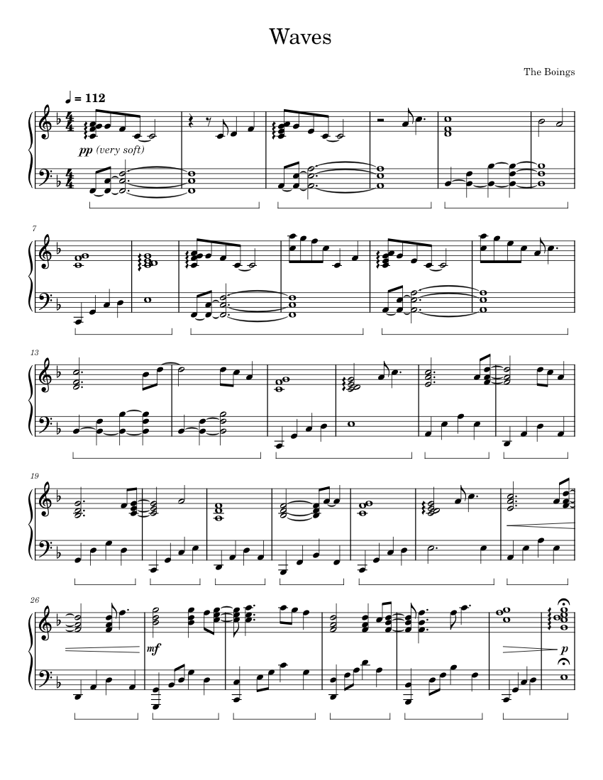 Waves - The Boings Sheet music for Piano (Solo) Easy | Musescore.com