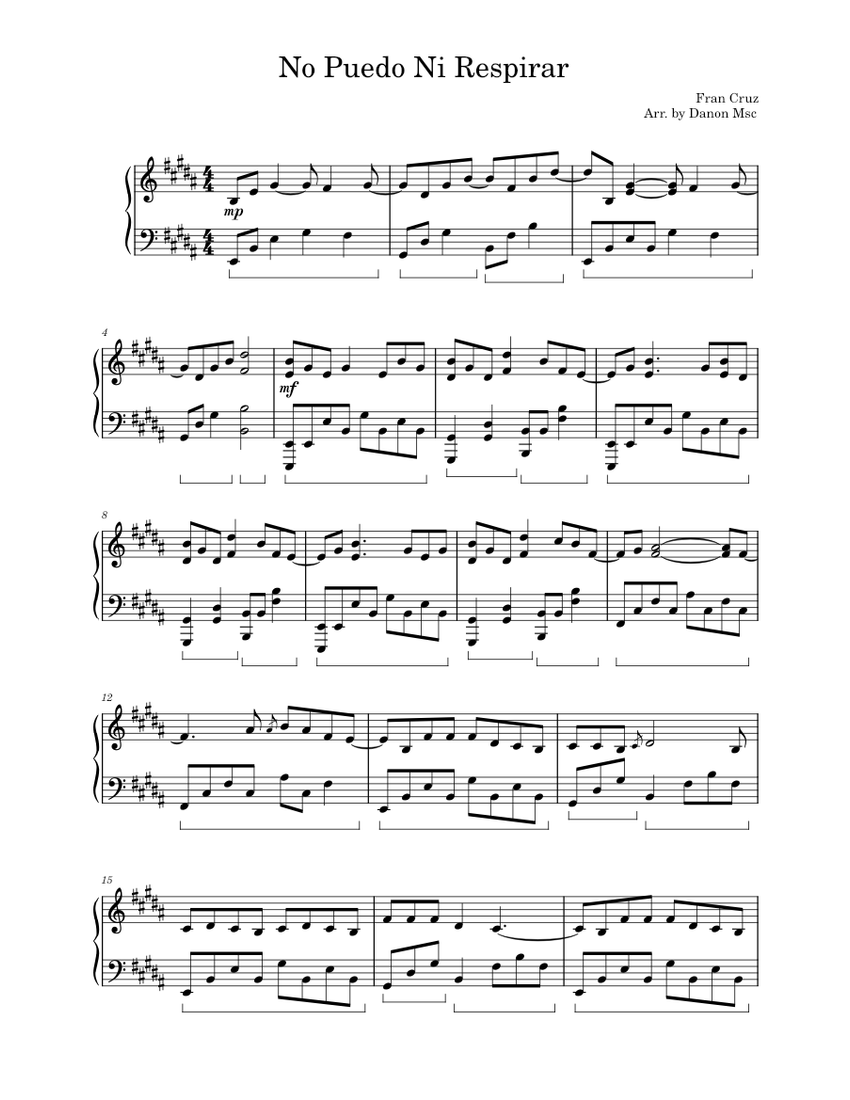 No Puedo Ni Respirar – Fran Cruz (Full Piano Cover) Sheet music for ...