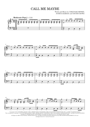 Play Official version of Call me maybe Sheet Music by Carly Rae Jepsen ...