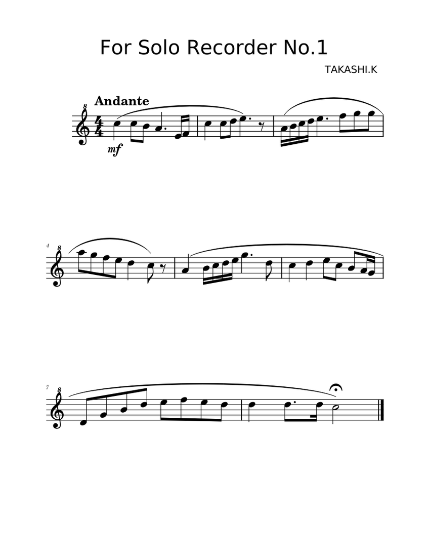 Recorder No.1 Sheet music for Recorder (Solo) | Musescore.com