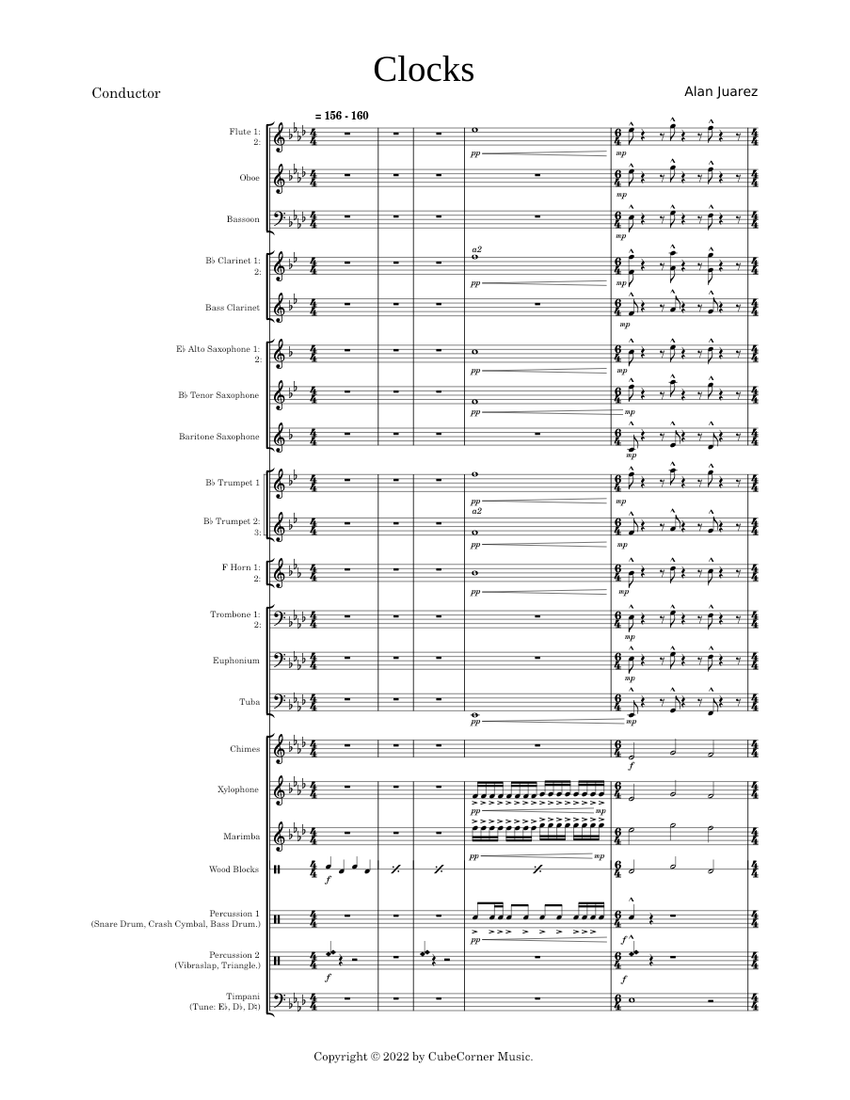 Clocks by Alan Juarez Sheet music for Trombone, Euphonium, Tuba, Flute ...