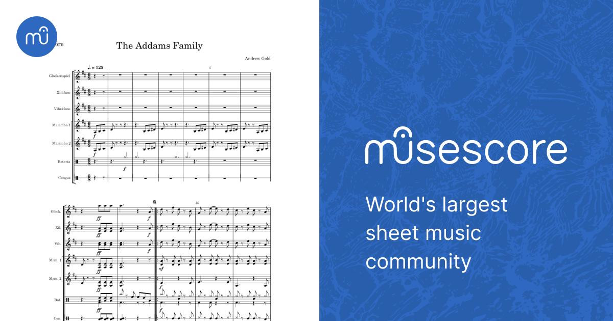 The Addams Family (percussion ensemble) Sheet music for Vibraphone, Glockenspiel, Drum group ...