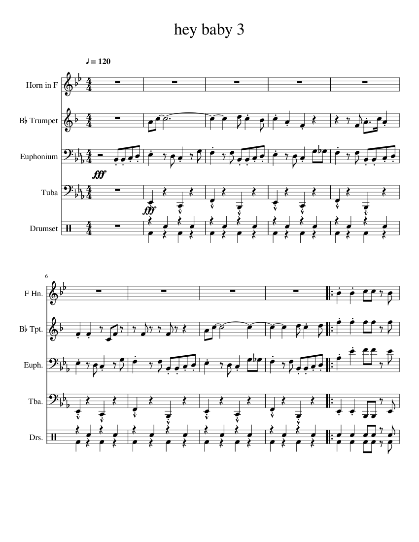 hey baby Sheet Music for Euphonium, Tuba, Trumpet in b-flat, French ...