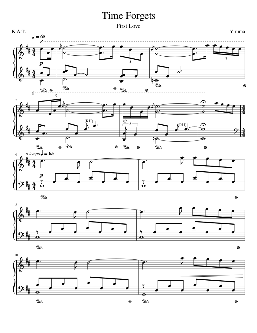 Time Forgets – Yiruma Sheet music for Piano (Solo) | Musescore.com