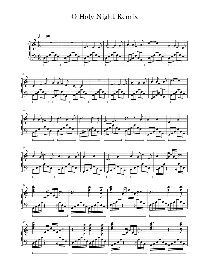O Holy Night – Adolphe Adam O Holy Night Remix Sheet Music for Piano (Solo) | MuseScore.com