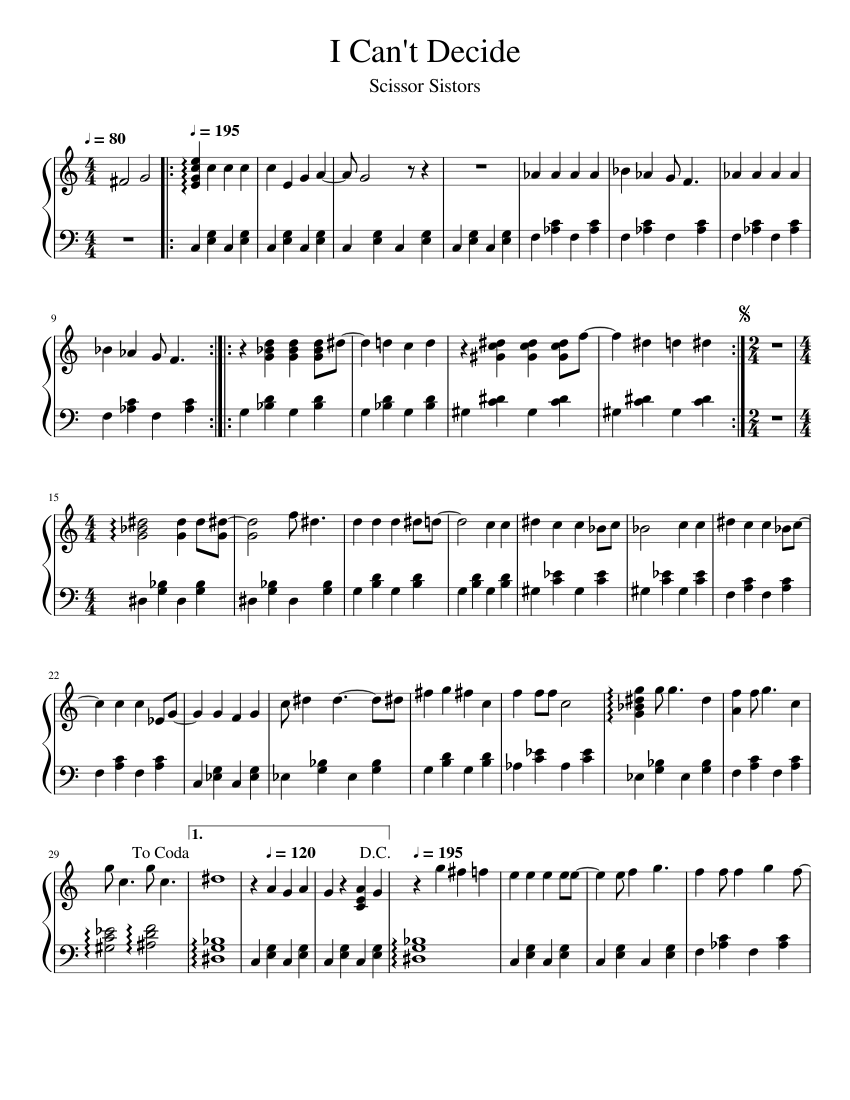 I Can't Decide Sheet Music for Piano (Solo) easy | MuseScore.com