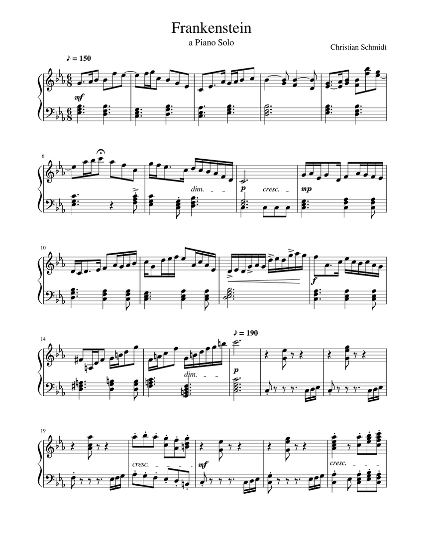 Frankenstein Sheet Music for Piano (Solo) | MuseScore.com