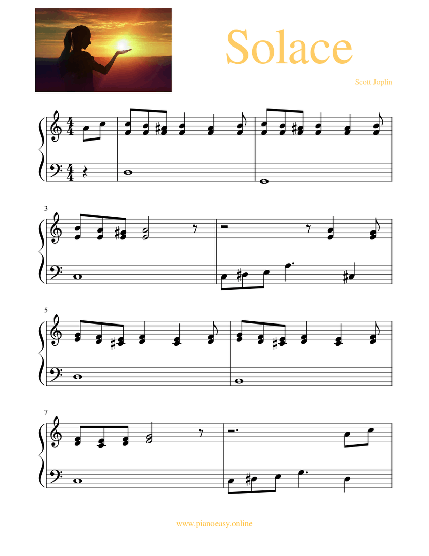 Solace - Part 1 - Two Pages – Scott Joplin Sheet Music for Piano (Solo ...
