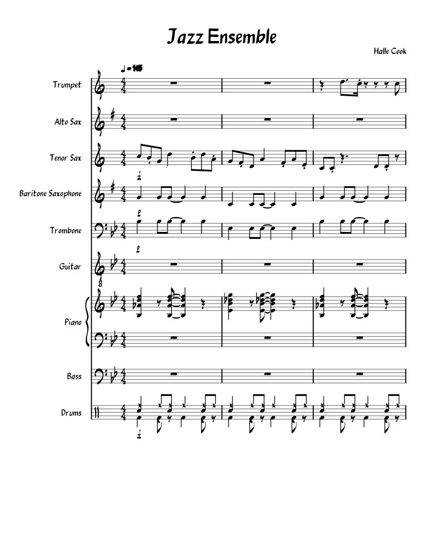 Jazz Ensemble Sheet music for Piano, Trombone, Saxophone alto ...
