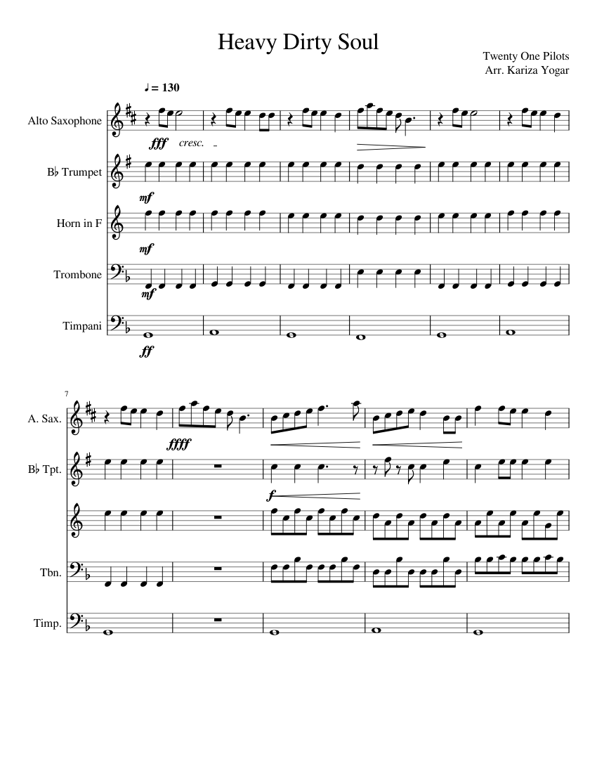 Heavy Dirty Soul Arrangement Sheet music for Trombone, Saxophone alto ...
