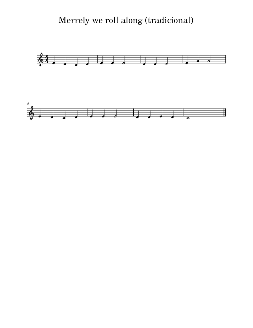 Merrily we roll along Sheet Music for Piano (Solo) easy | MuseScore.com