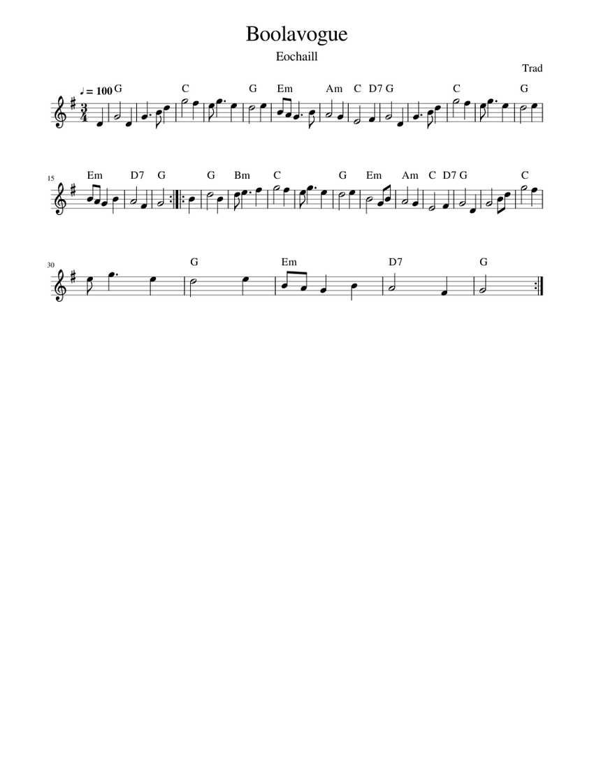 Traditional music - Boolavogue Sheet music for Piano (Solo) | Musescore.com