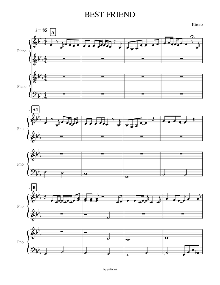 BEST FRIEND-Kiroro Sheet Music for Piano (Piano Duo) | MuseScore.com