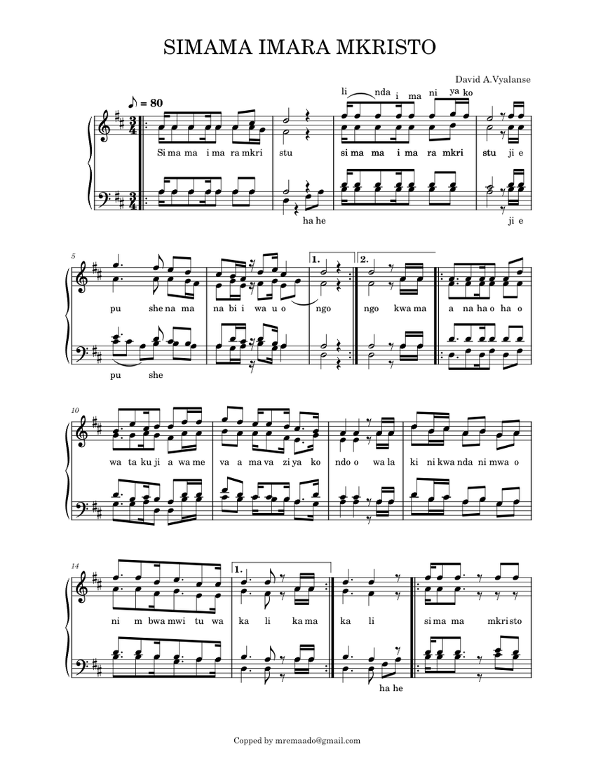 SIMAMA IMARA MKRISTO - piano tutorial