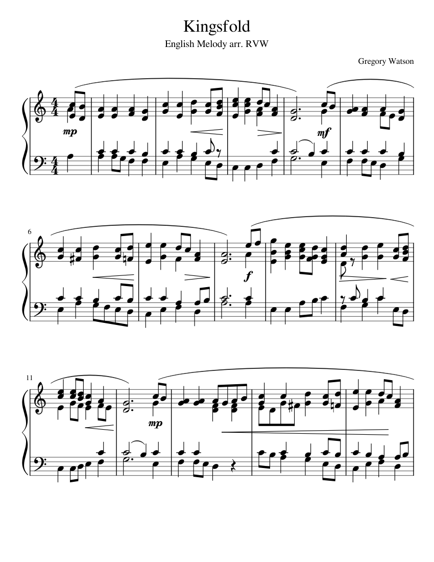 Kingsfold Sheet Music for Piano (Solo) | MuseScore.com