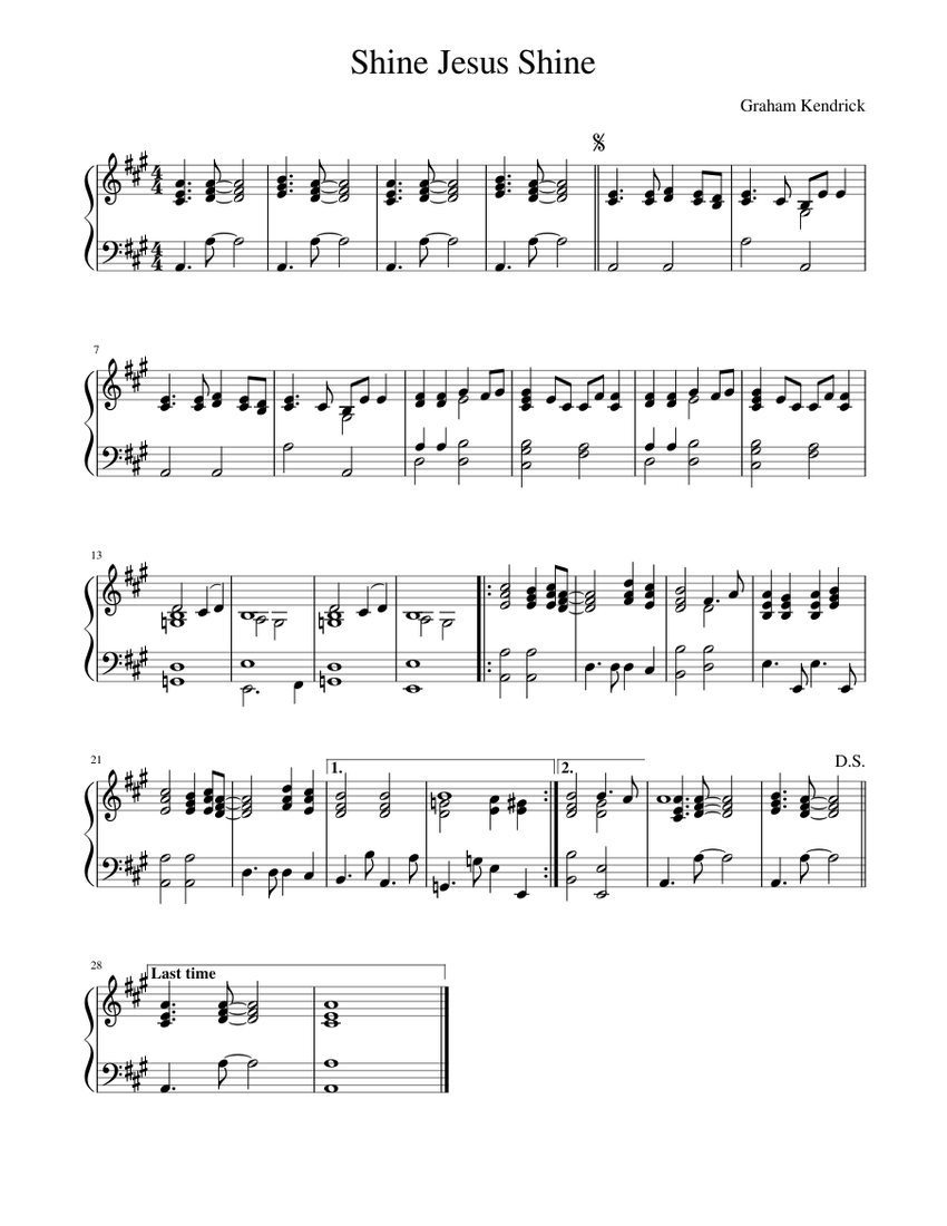 Shine Jesus Shine Sheet music for Piano (Solo) Easy | Musescore.com